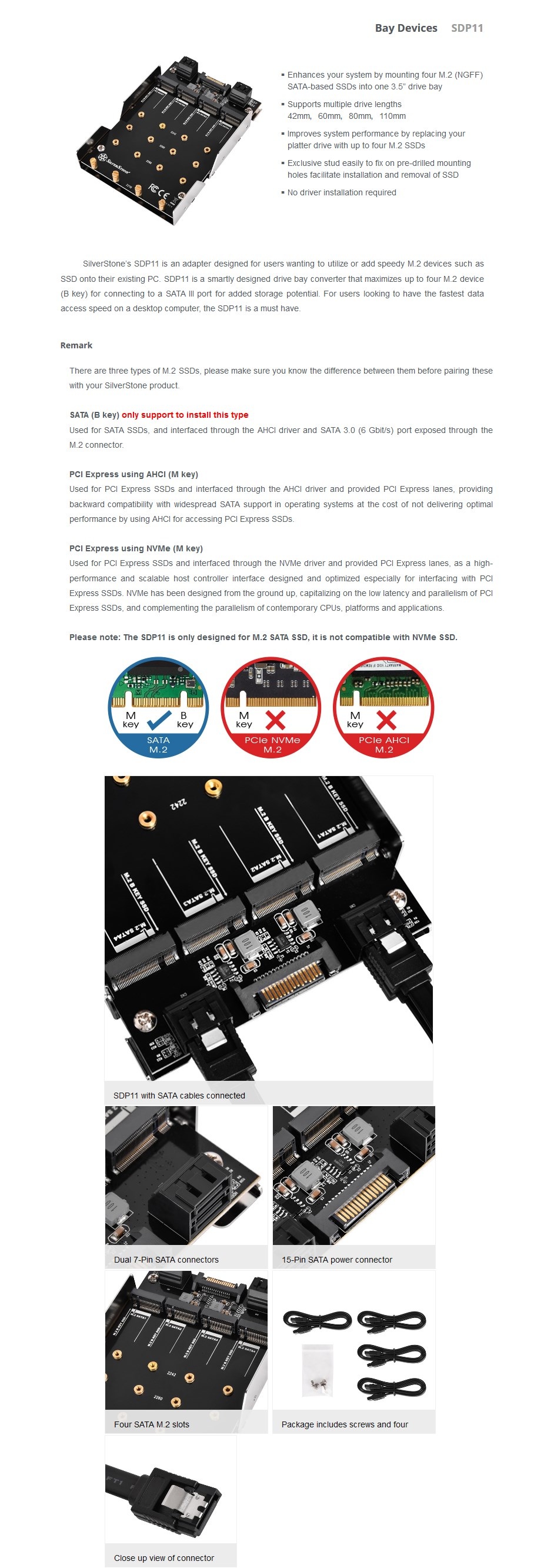 SilverStone SST-SDP11, 3.5" M.2 SATA Internal Drive Mount