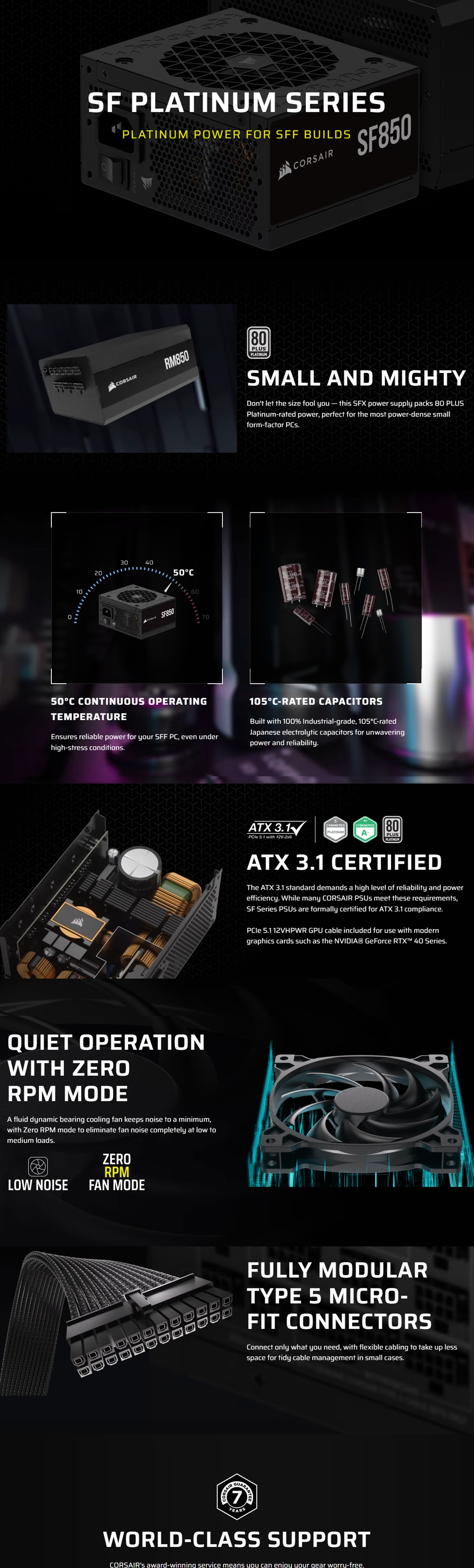 Corsair CP-9020256-AU, SF Series SF850, 850W, 80 Plus Platinum, Fully ...